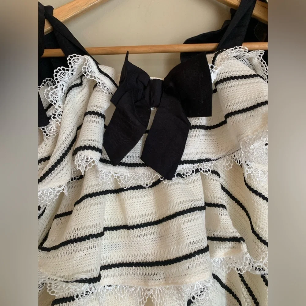 cosy | Dresses | Cosy Layered Black And White Dress Bows Coquette ...
